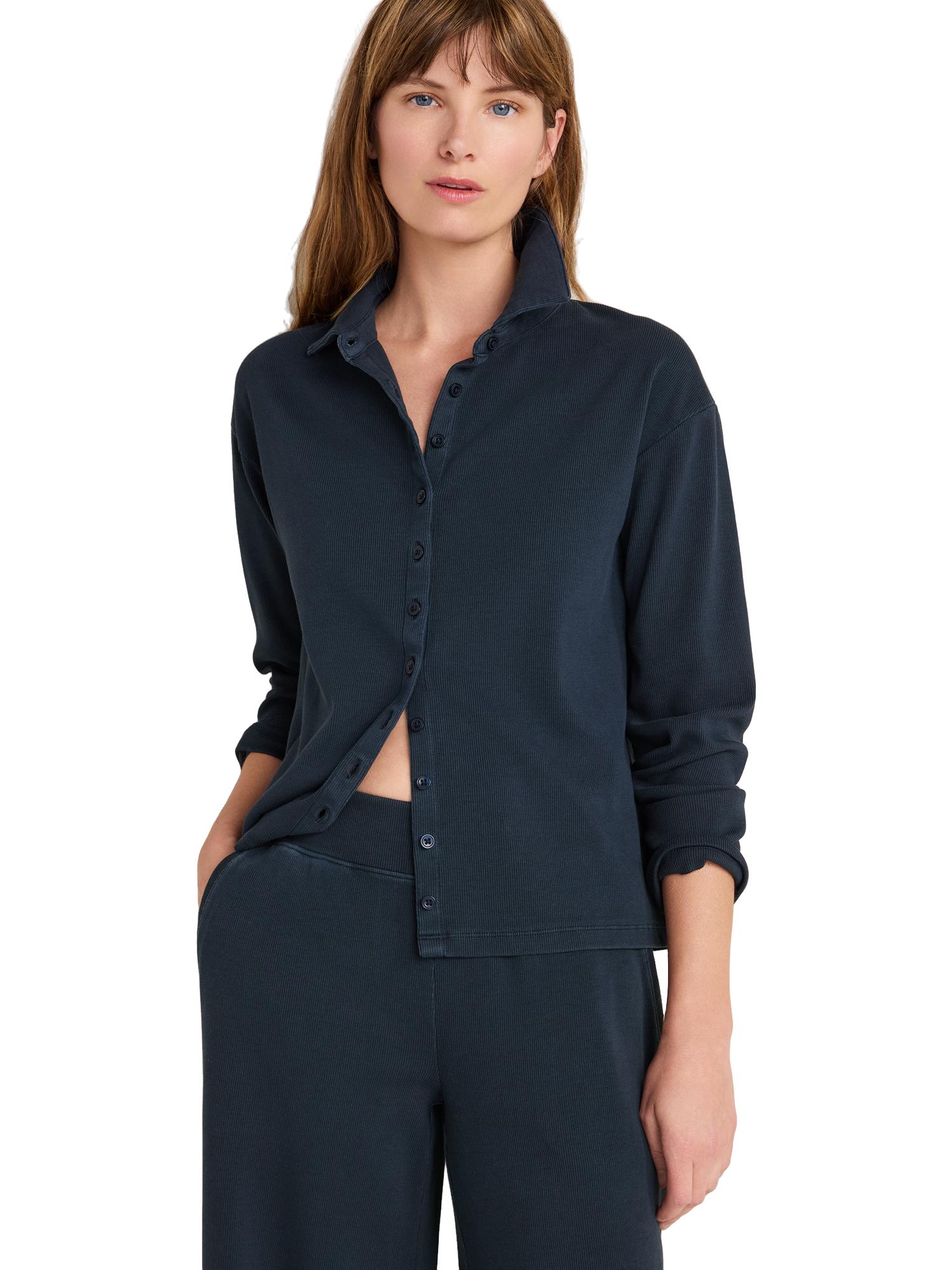 HAVEN WELL WITHIN Haven Well Within Organic Cotton Rib Knit Button-Up Shirt